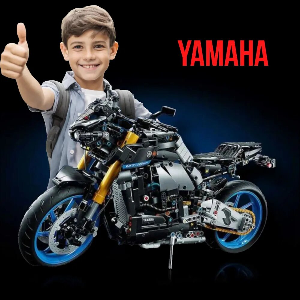Конструктор мотоцикл подарок для мальчика Ямаха Yamaha MT-10 SP 1478 деталей (спортбайк, мотобайк)