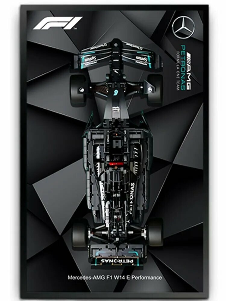 Постер Mercedes Benz F1 (С рамкой для картин и крючком) Настенный держатель для конструктора с креплением Type B