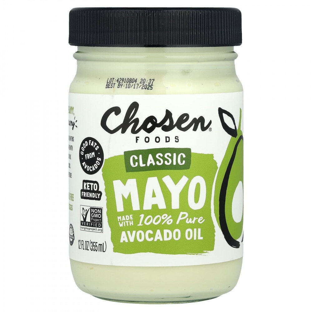 Chosen Foods, классический майонез со 100% чистым маслом авокадо, 355 мл (12 жидк. унций)