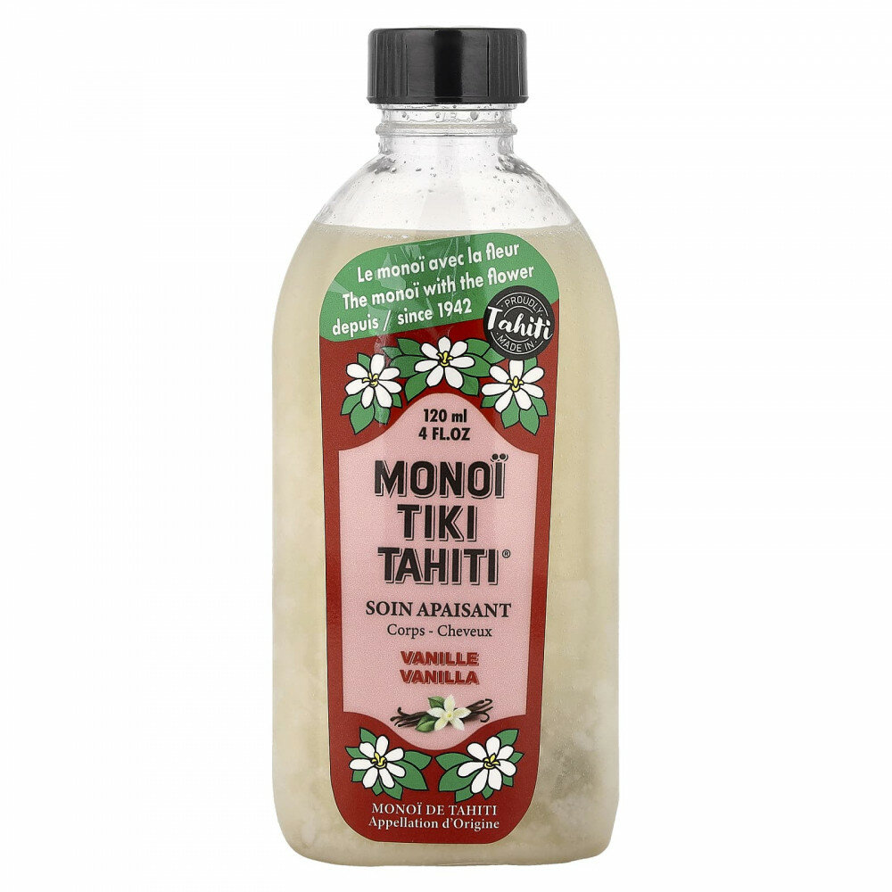 Monoi Tiare Tahiti, Monoi Tiki Tahiti®, кокосовое масло, ваниль, 120 мл (4 жидк. унции)