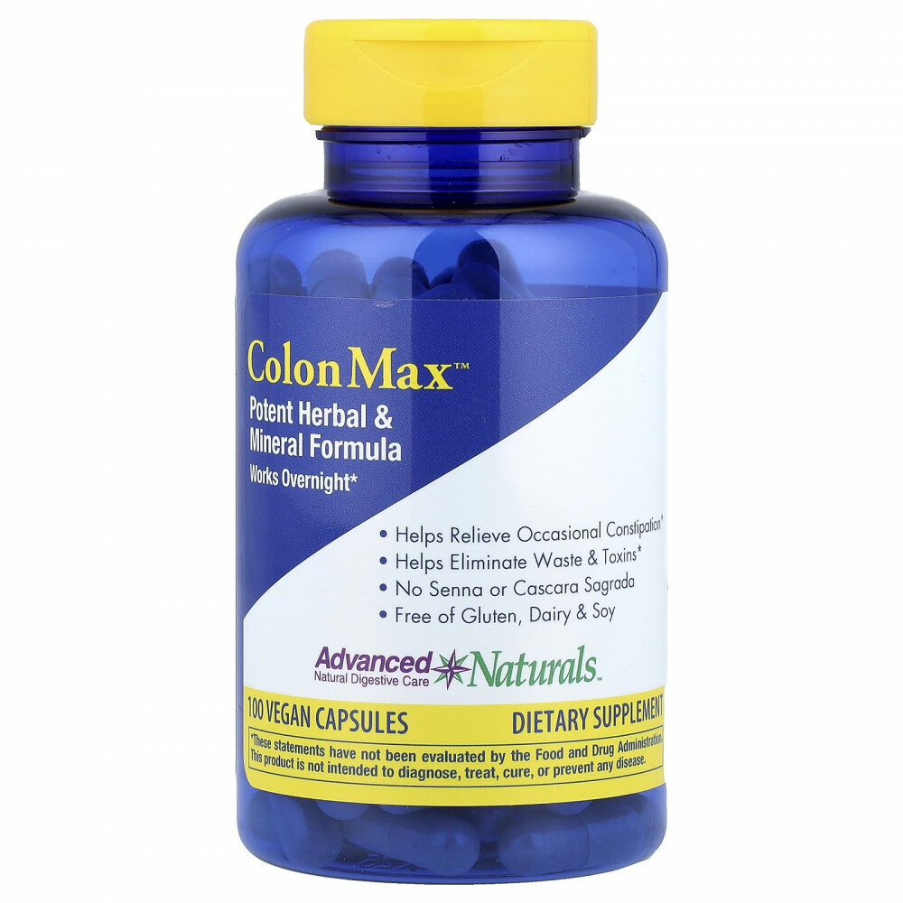 Advanced Naturals, ColonMax™, эффективная формула из трав и минералов, 100 веганских капсул