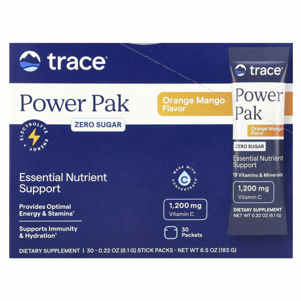 Trace, Power Pak, без сахара, апельсин и манго, 30 пакетиков по 6,1 г (0,22 унции)