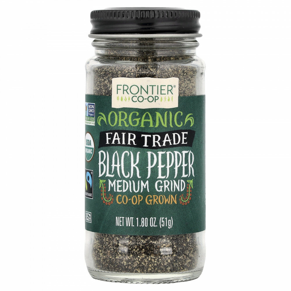 Frontier Co-op, Organic Black Pepper, Medium Grind, 1.8 oz (51 g)
