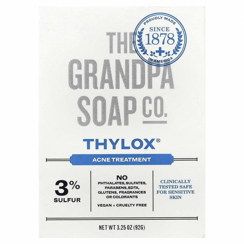 The Grandpa Soap Co, кусковое мыло для лица и тела, Thylox®, средство от акне, 92 г (3,25 унции)