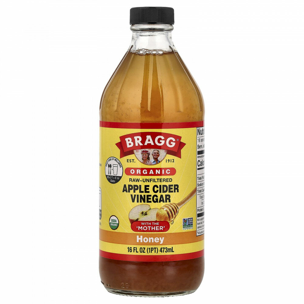 Bragg, органический яблочный уксус с медом, 473 мл (16 жидк. унций)