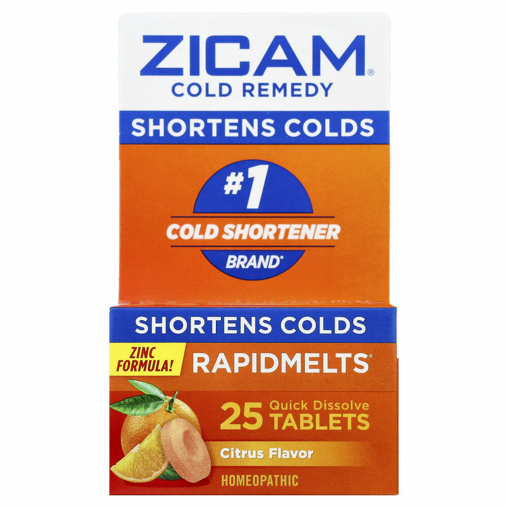 Zicam, Cold Remedy, RapidMelts®, с цитрусовым вкусом, 25 быстрорастворимых таблеток