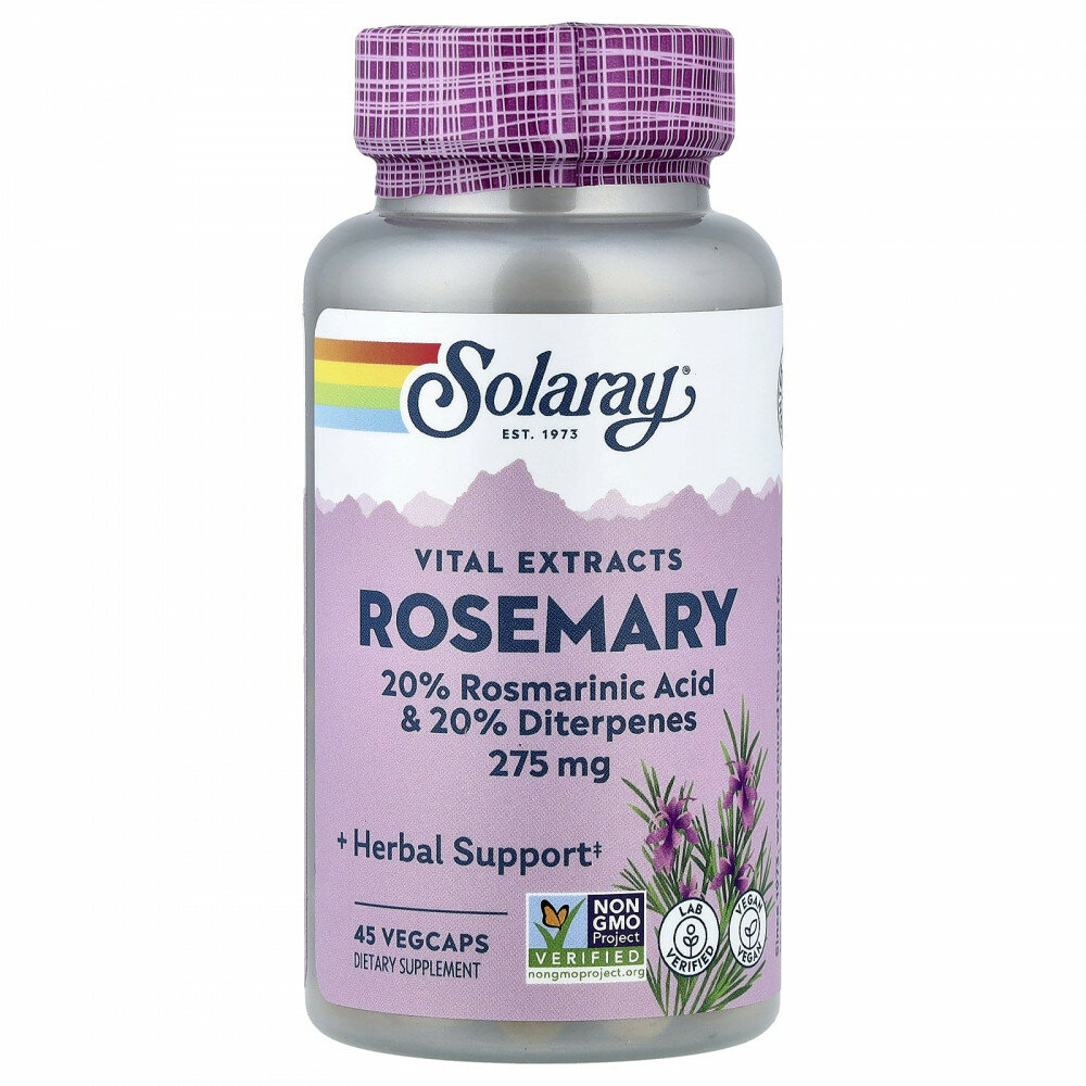 Solaray, Vital Extracts, розмарин, 45 капсул на растительной основе