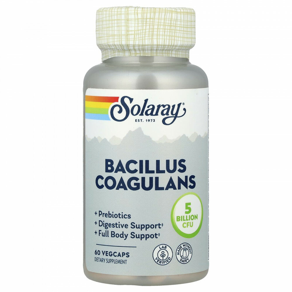 Solaray, бактерии бациллус коагуланс (Bacillus coagulans), 60 капсул VegCap
