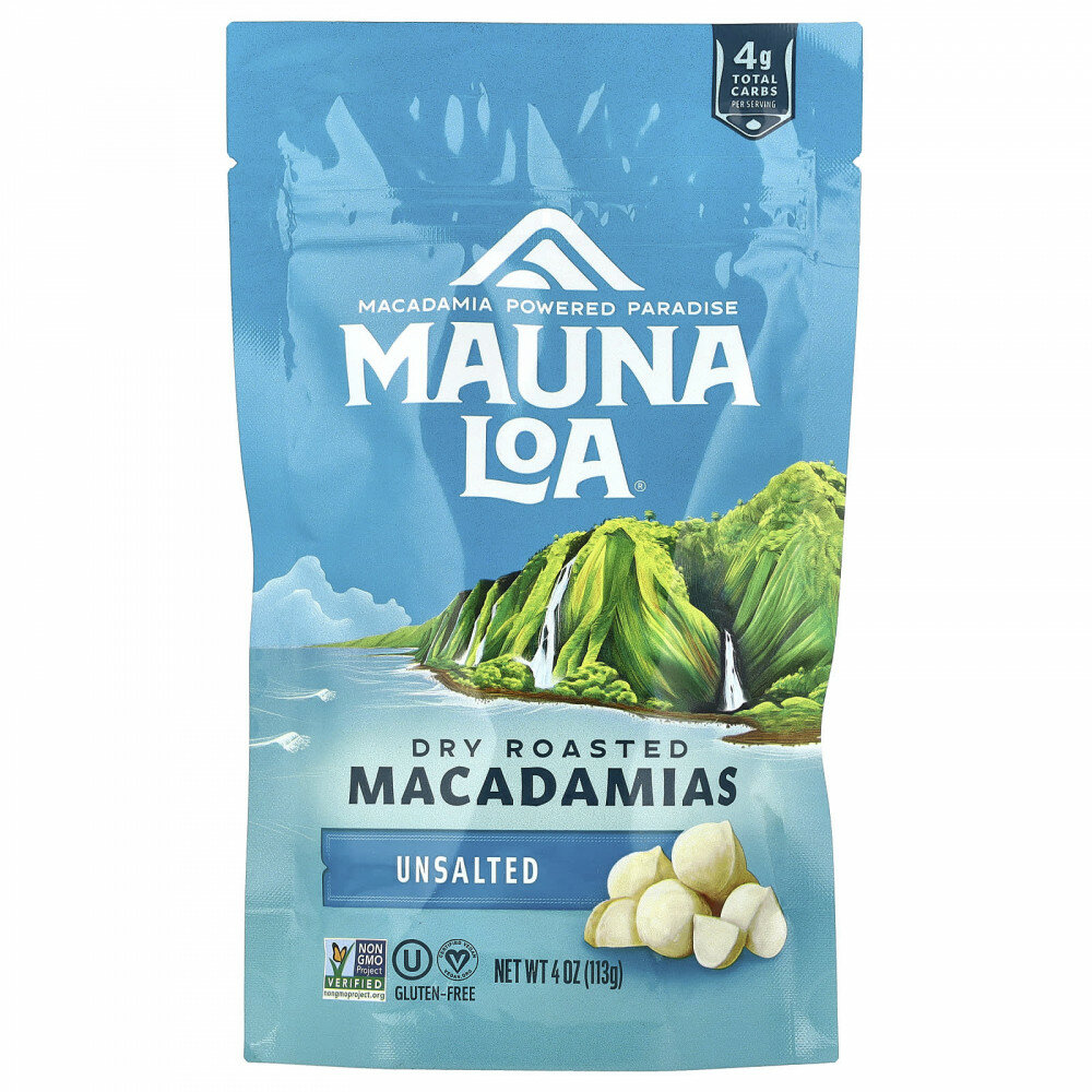 Mauna Loa, Макадамия сухой обжарки, несоленая, 113 г (4 унции)
