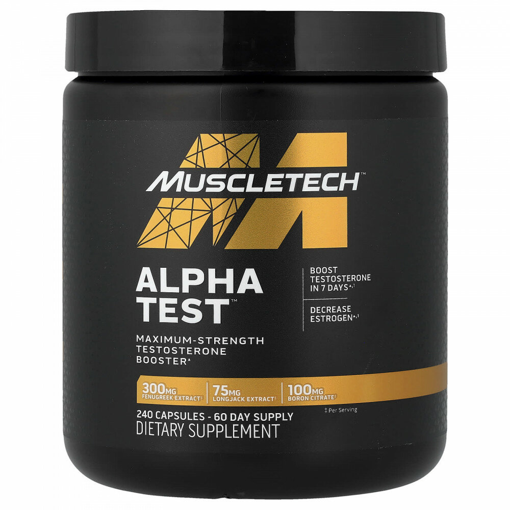 MuscleTech AlhaTest, добавка для повышения уровня тестостерона, 240 капсул из США