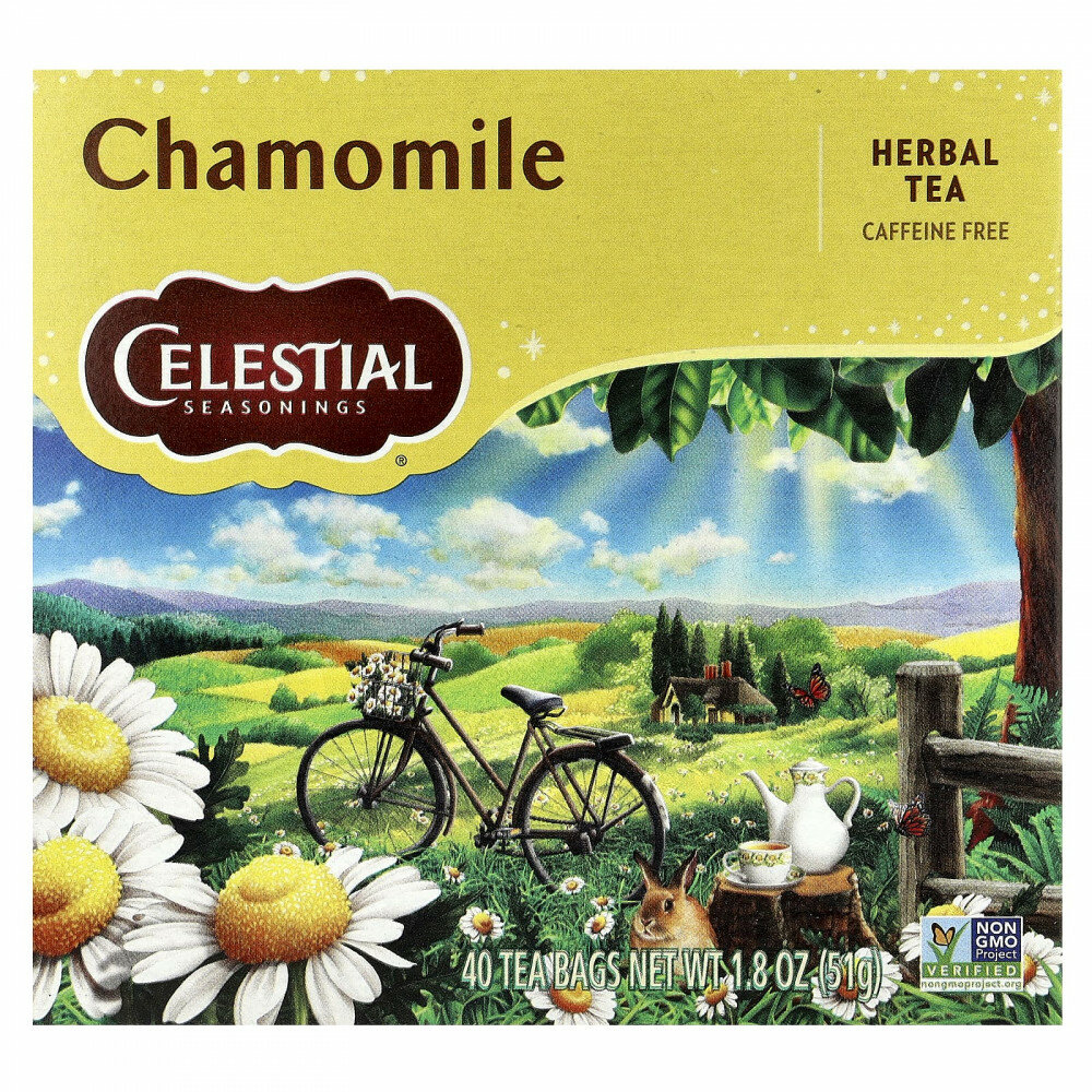 Celestial Seasonings, травяной чай, ромашка, без кофеина, 40 чайных пакетиков по 51 г (1,8 унции)
