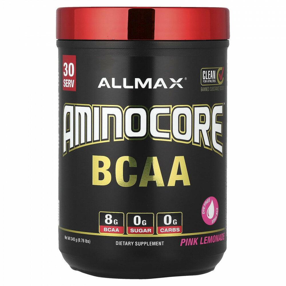ALLMAX, BCAA AMINOCORE™, со вкусом розового лимонада, 345 г (0,76 фунта)