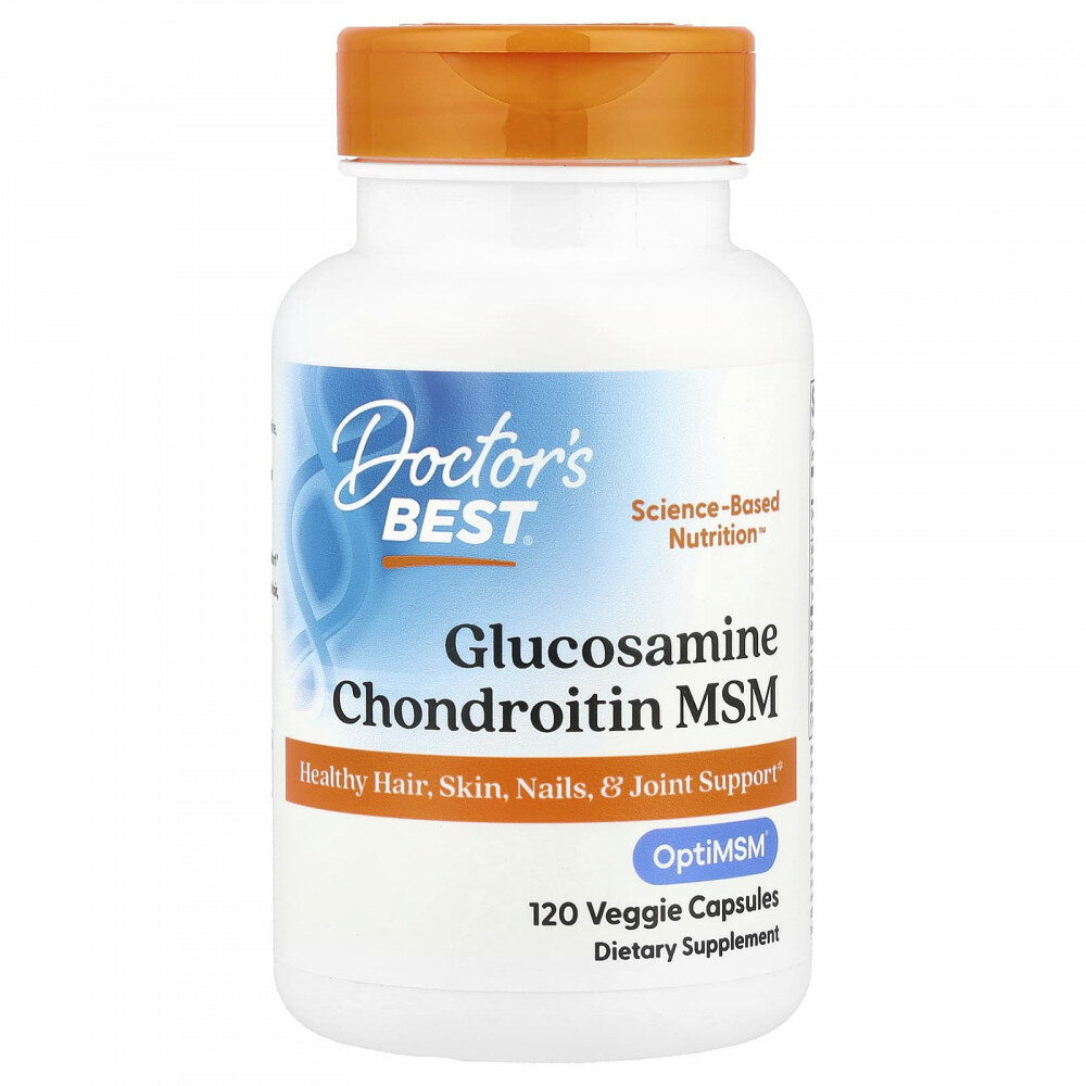 Doctor's Best, глюкозамин, хондроитин и МСМ, 120 растительных капсул