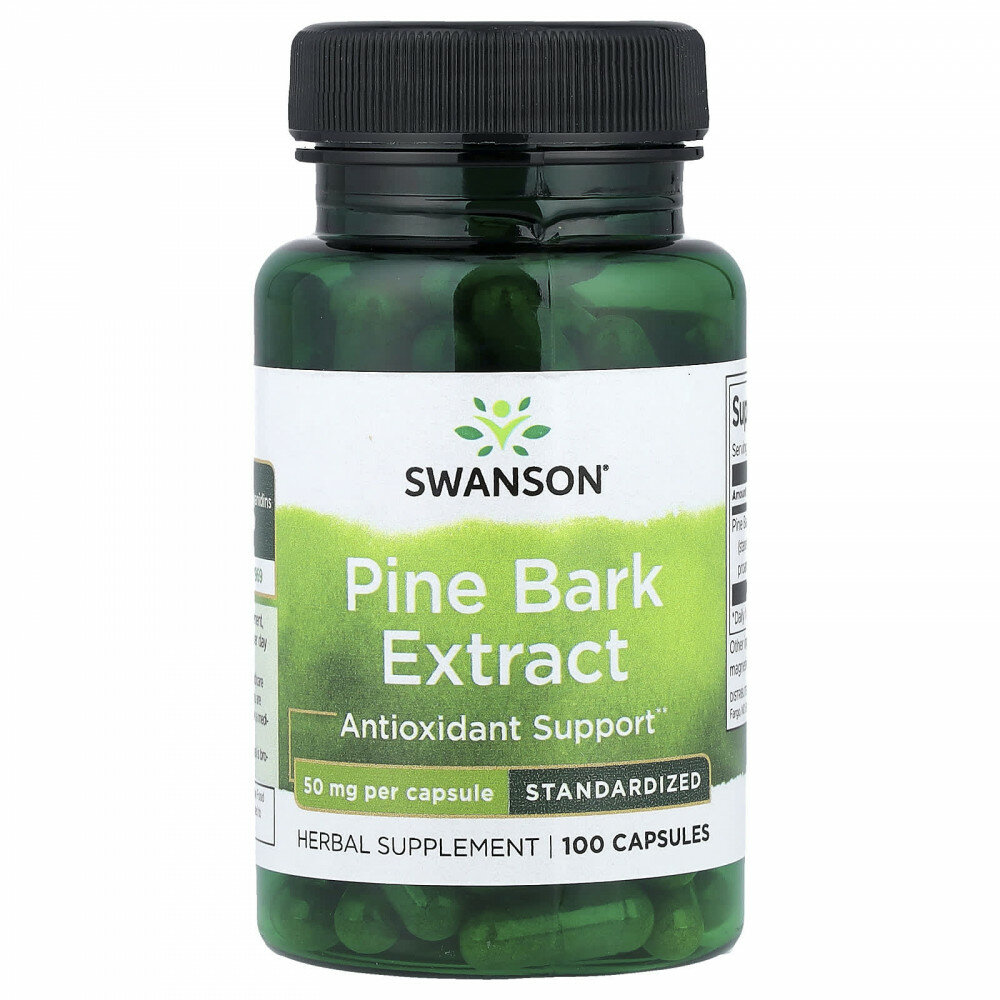 Swanson Vitamins, экстракт сосновой коры, стандартизованный, 50 мг, 100 капсул