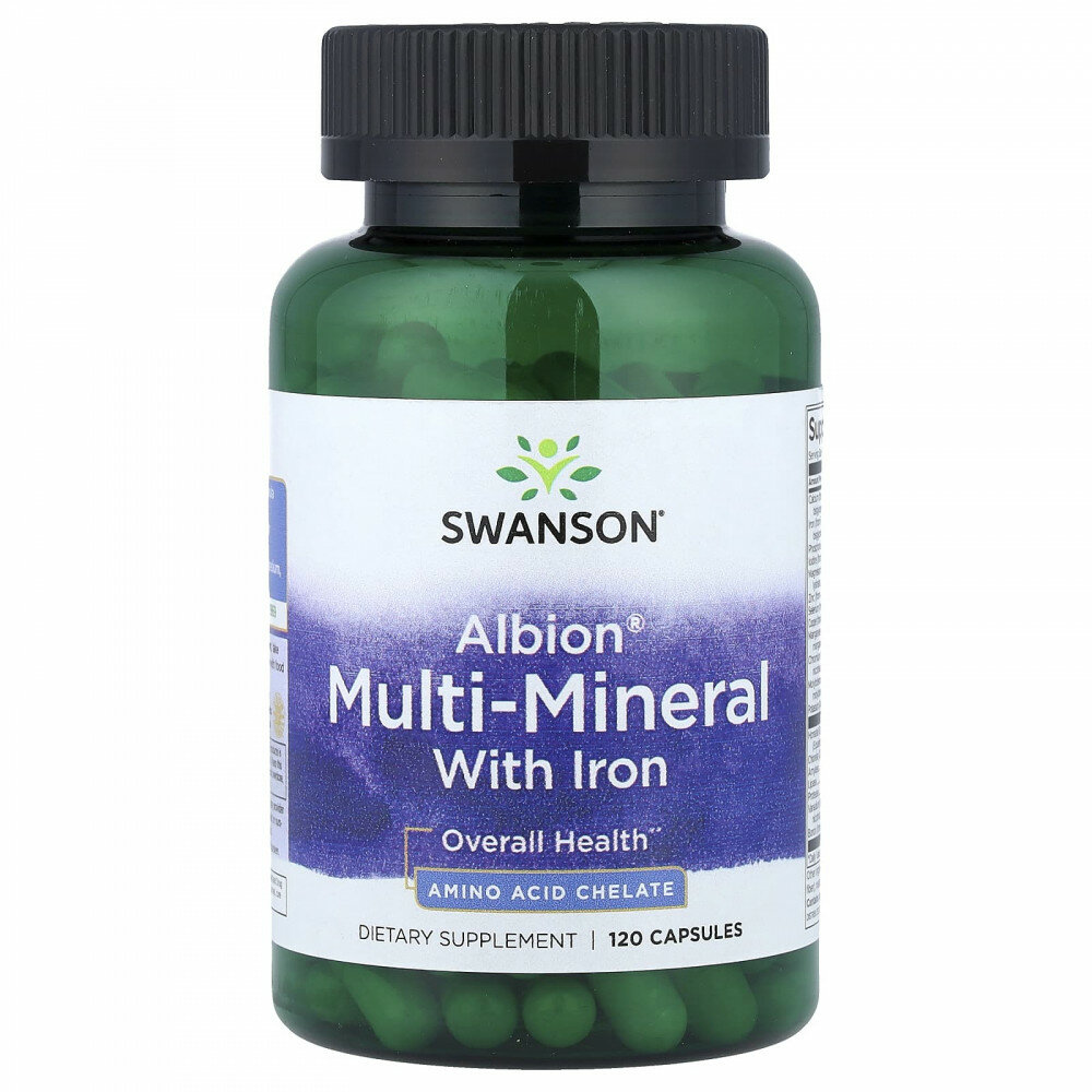 Swanson, мультиминералы с железом Albion®, 120 капсул