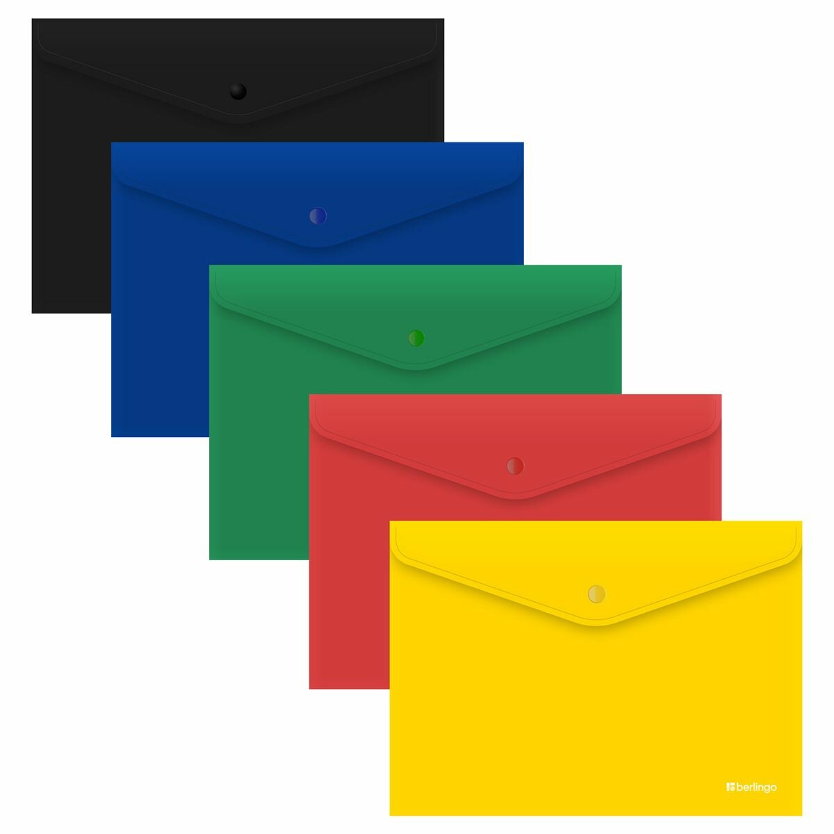 5 шт. Папка-конверт на кнопке BERLINGO А4 "City Style" 200мкм. ассорти (EFb_04401)