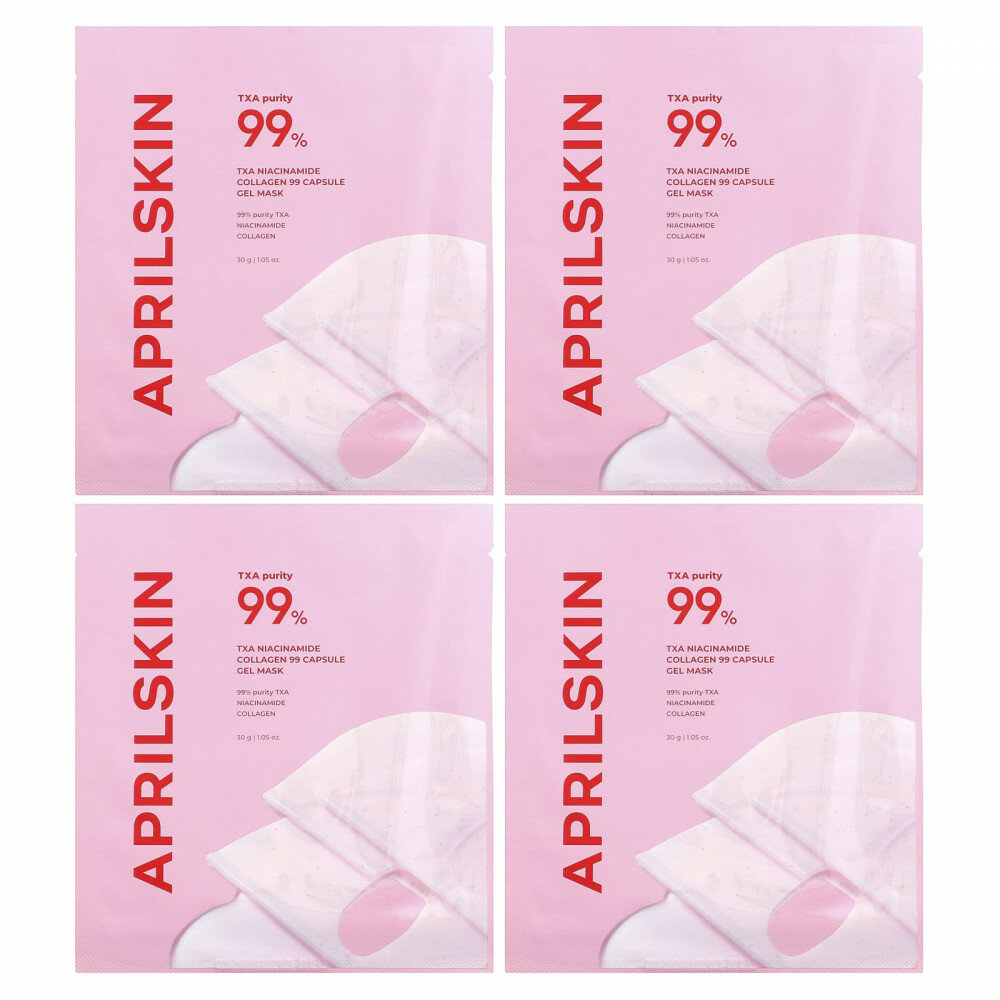 April Skin, гелевая маска для лица с никотинамид коллагеном и 99 капсулами, 4 шт. по 30 г (1,05 унции)