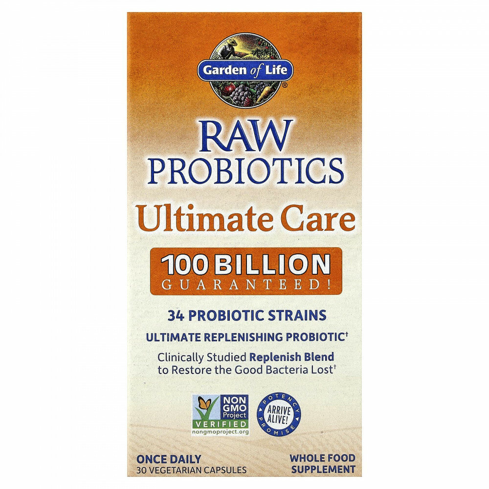 Garden of Life, RAW Probiotics Ultimate Care, 30 вегетарианских капсул