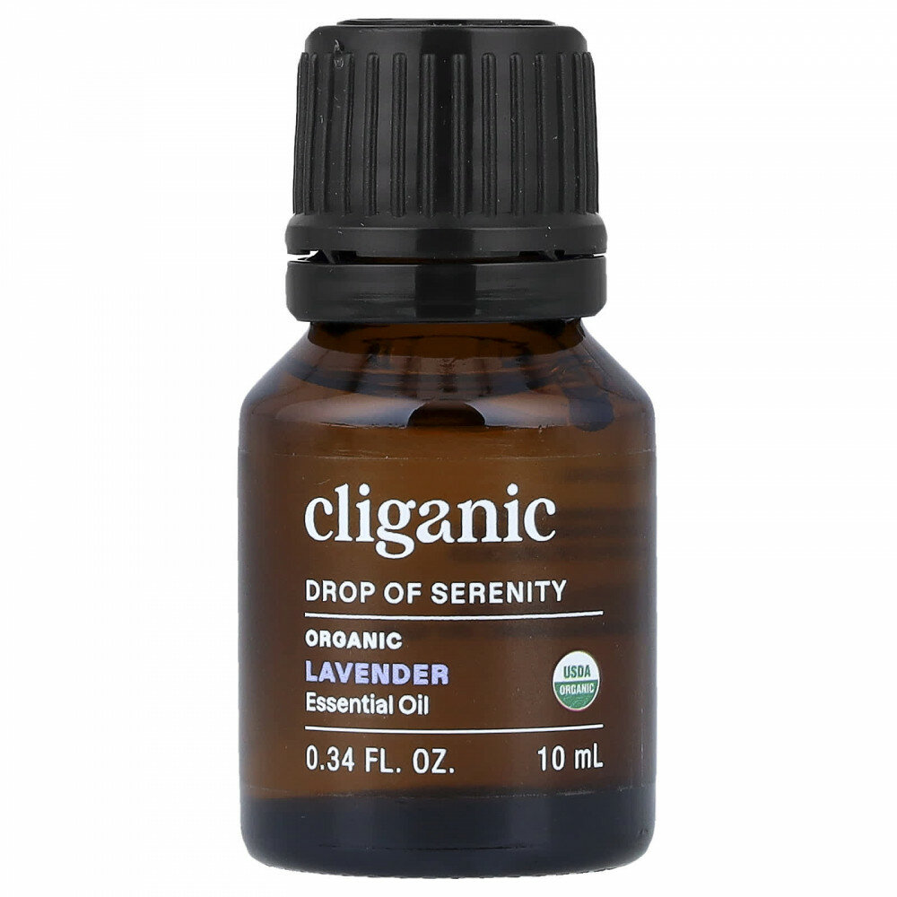 Cliganic, Органическое эфирное масло лаванды, 10 мл (0,34 жидк. Унции)