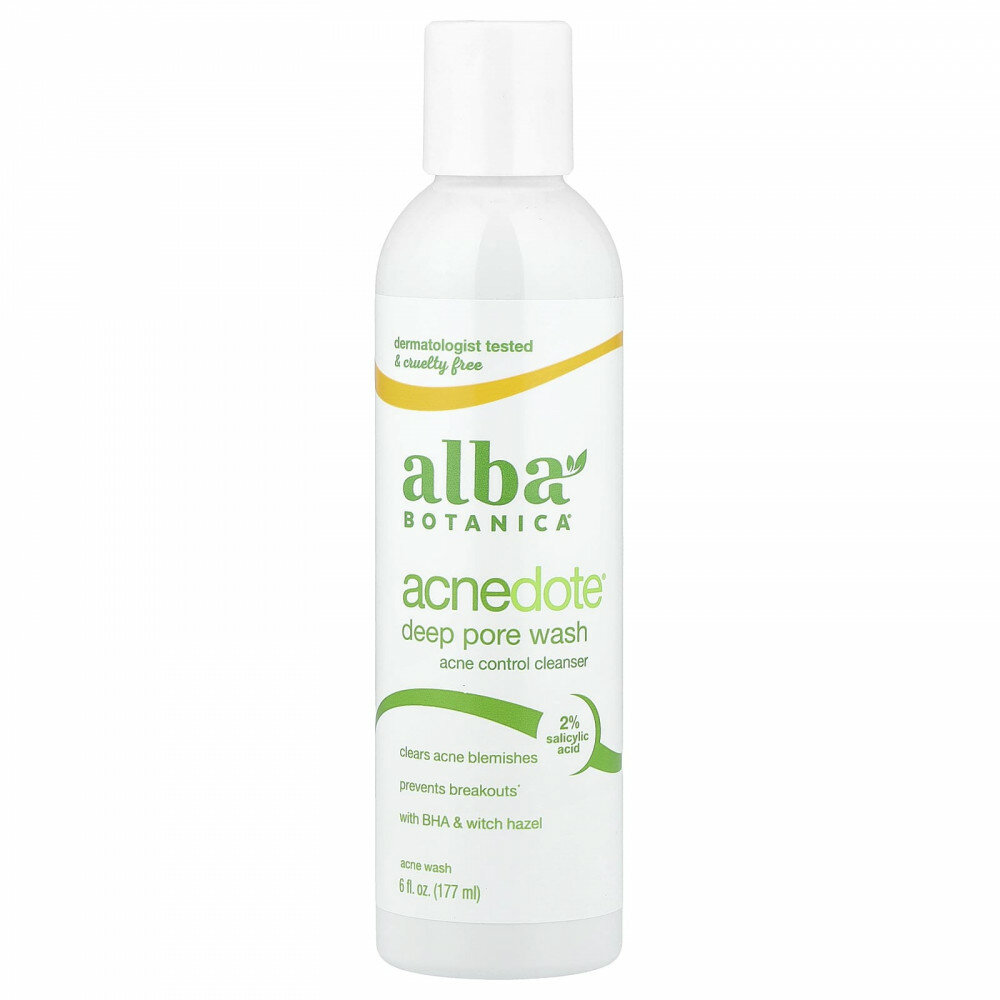 Alba Botanica, Acnedote®, средство для мытья пор, 177 мл (6 жидк. Унций)
