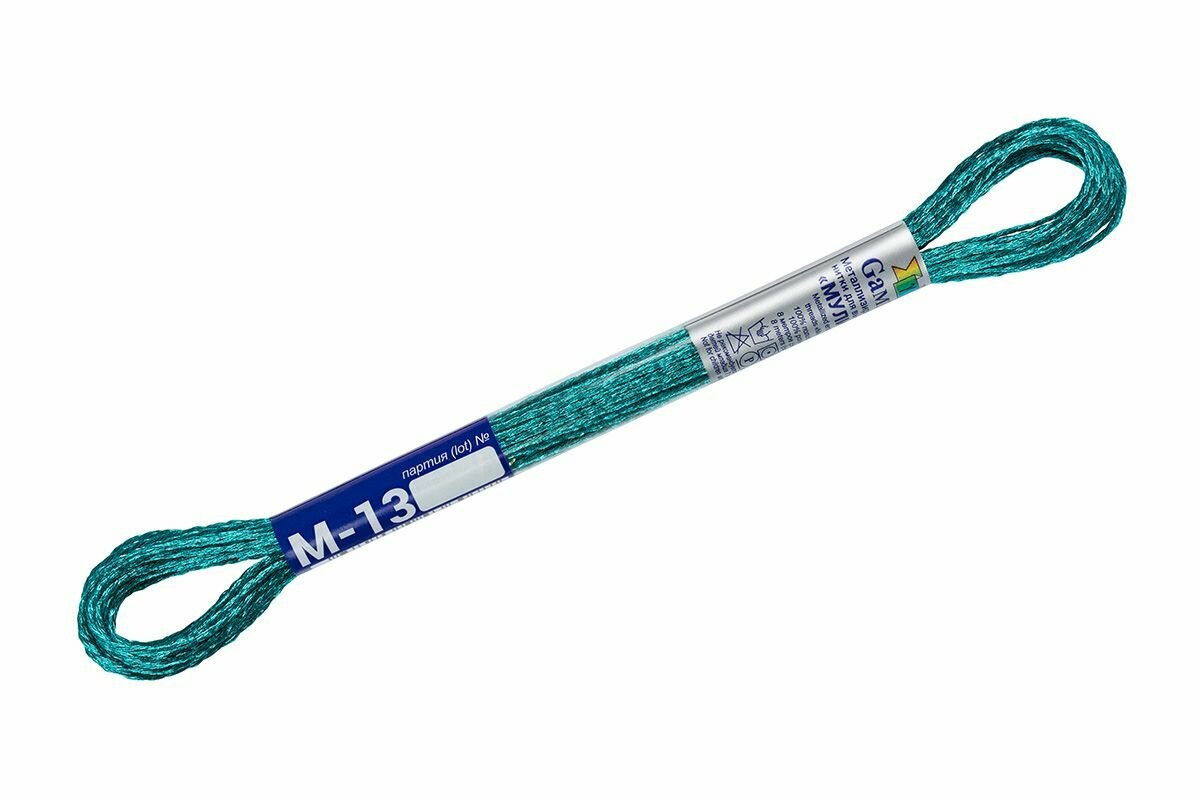 2 шт. Нитки для вышивания "Gamma" мулине NM металлик 100% полиэстер 8 м М-13 морская волна