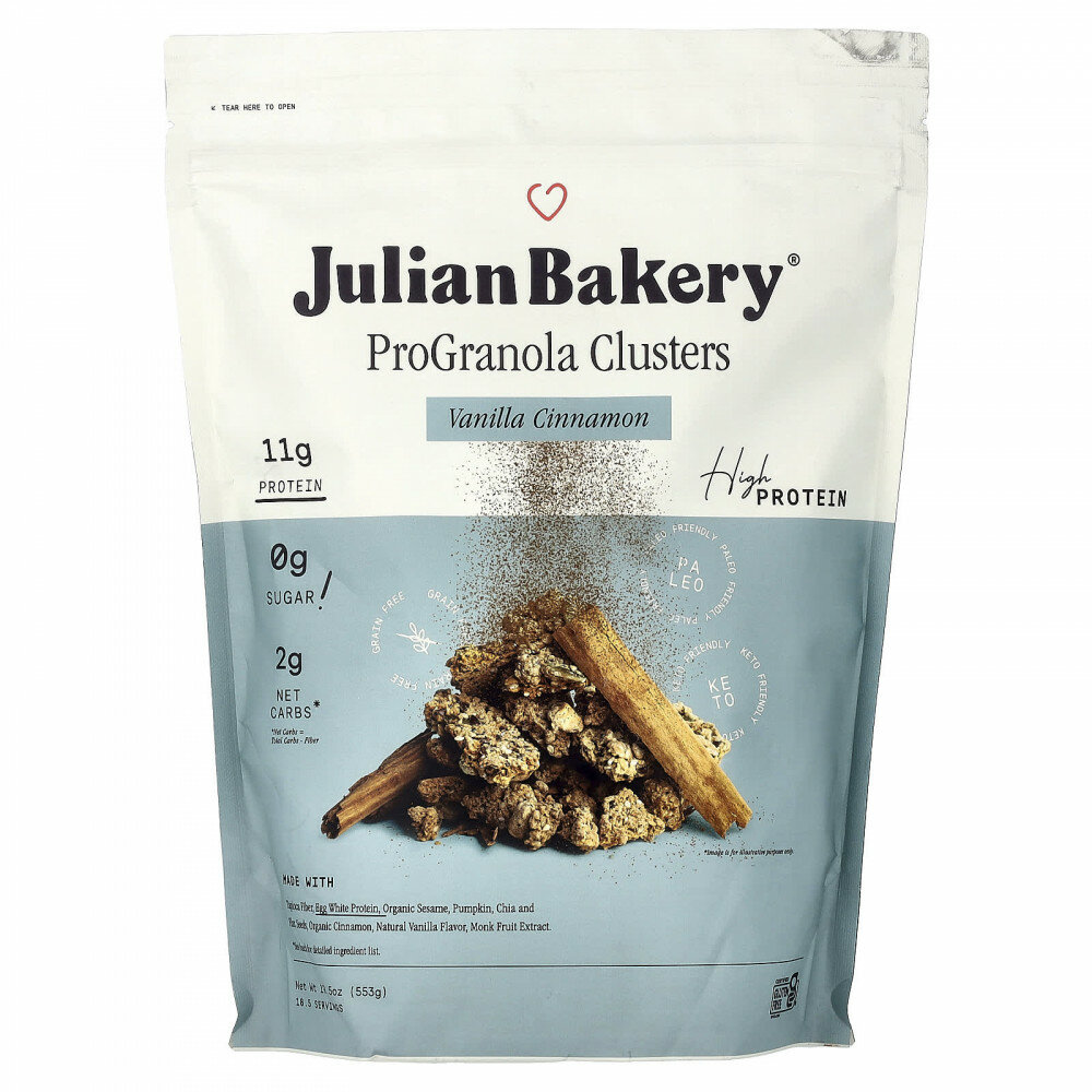 Julian Bakery, Pro Granola Clusters, со вкусом ванили и корицы, 553 г (19,5 унции)
