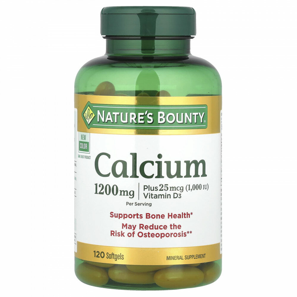Nature's Bounty, кальций с витамином D3, 1200 мг, 120 капсул с быстрым высвобождением (600 мг в 1 капсуле)