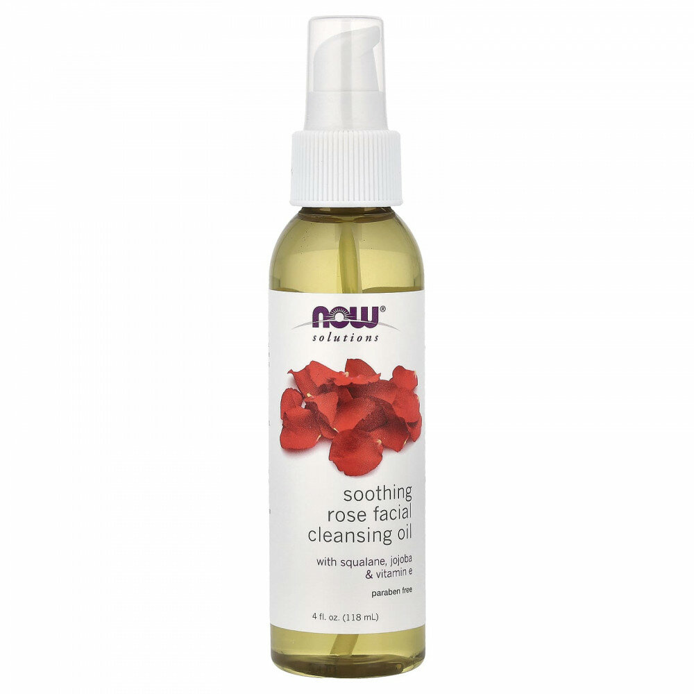 NOW Foods, Solutions, Успокаивающее очищающее масло для лица с розой, 4 жидких унции (118 мл)