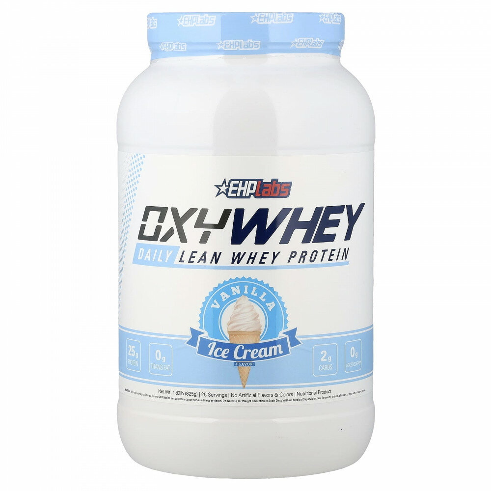 EHPlabs, OxyWhey, сывороточный протеин для ежедневного использования, со вкусом ванильного мороженого, 825 г (1,82 фунта)