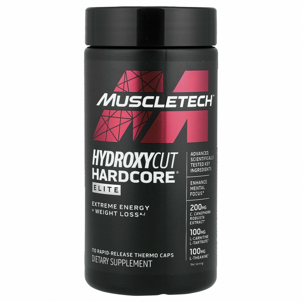 MuscleTech, Hardcore® Elite, 110 термокапсул с быстрым высвобождением