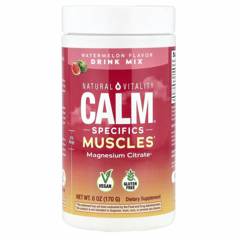 Natural Vitality, CALM®, Unique Muscles, смесь для приготовления напитка с цитратом магния, арбуз, 170 г (6 унций)