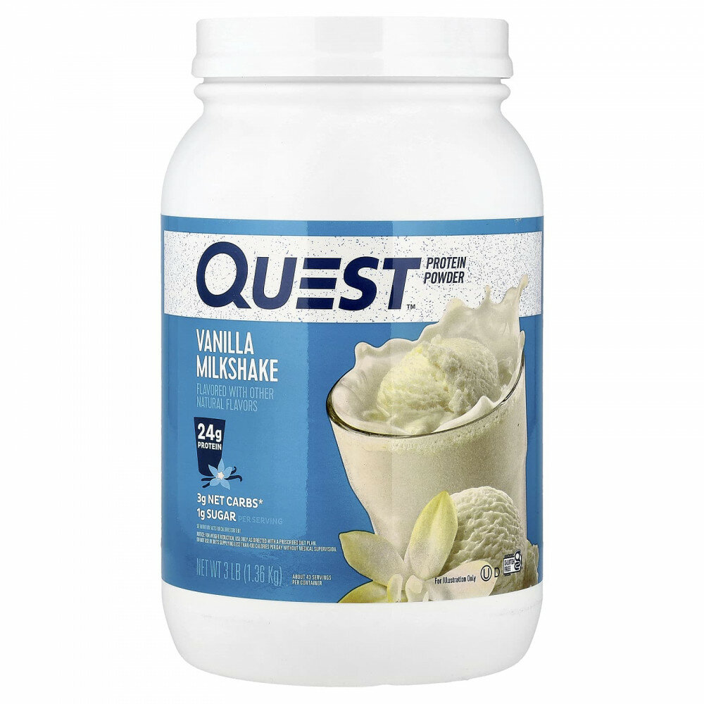 Quest Nutrition, протеиновый порошок, со вкусом ванильного молочного коктейля, 1,36 кг (3 фунта)