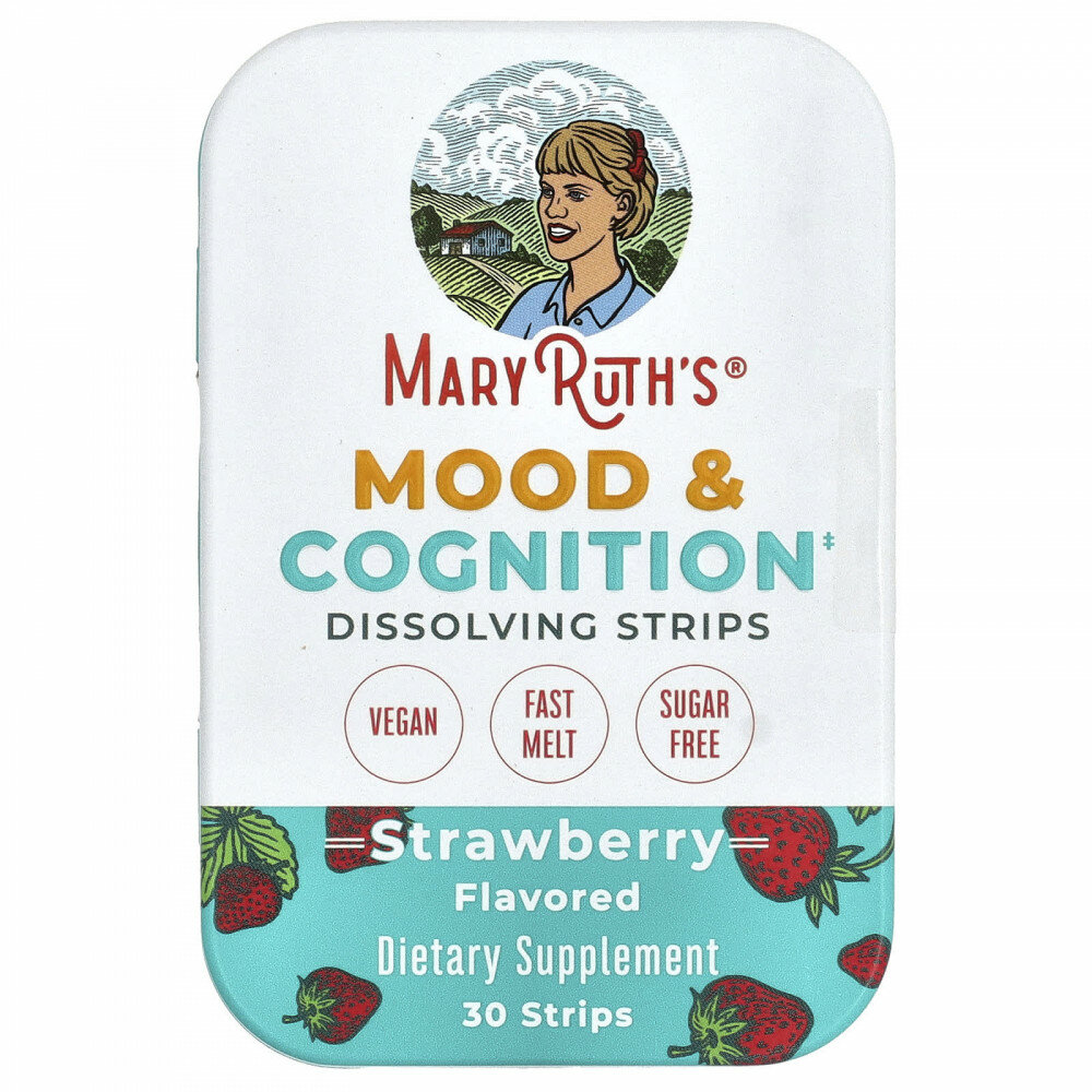 MaryRuth's, Полоски для снятия настроения, клубника, 30 полосок