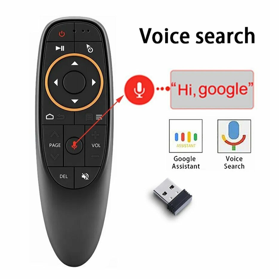 G10S Воздушная мышь Голосовое дистанционное управление 2.4G USB-приемник для Android TV BOX PC Gyro Зондирование мини-беспроводной связи Умный пульт