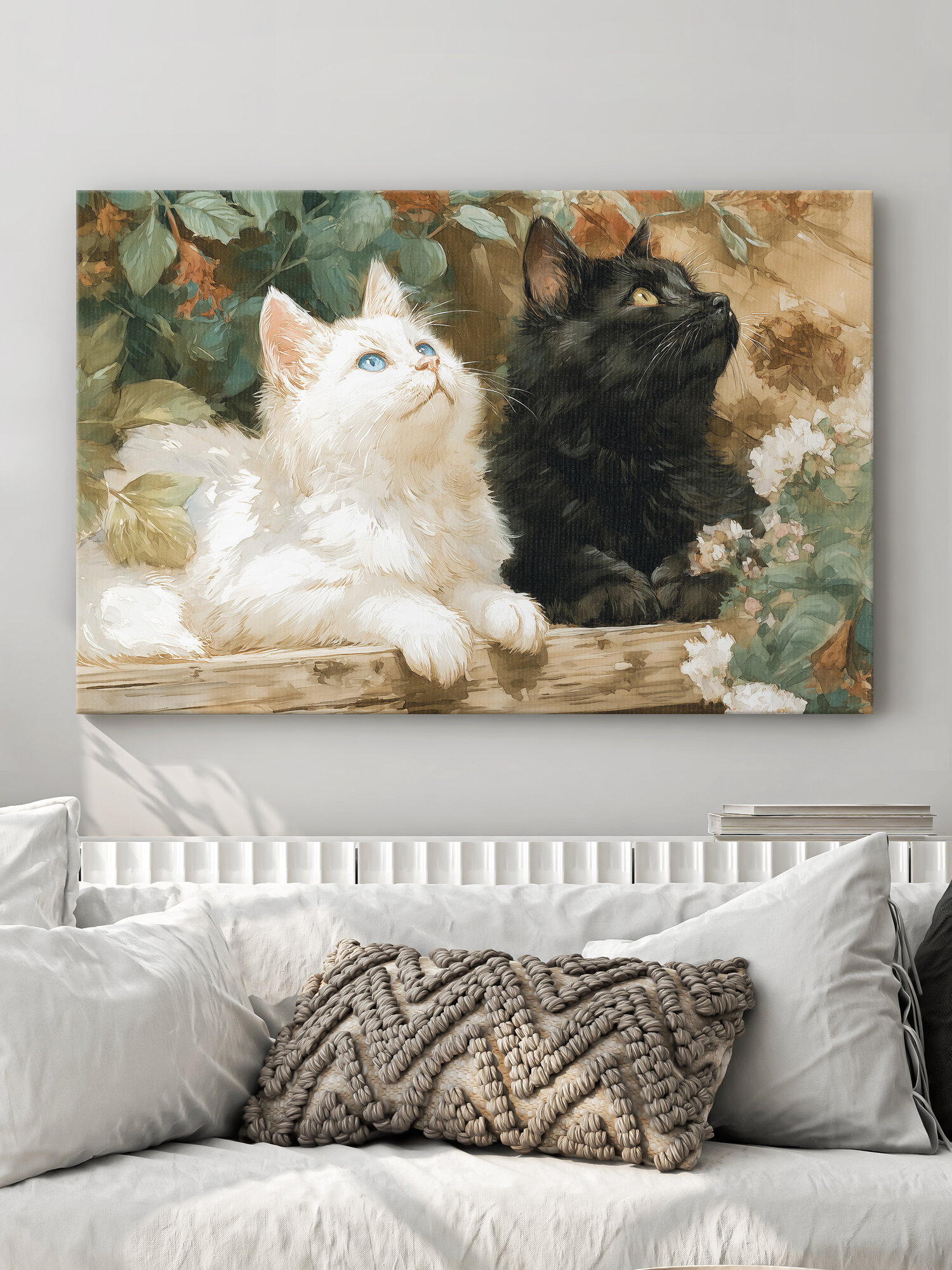 Большая картина Postermarket "Пара котов" на холсте с подрамником 60х90 см