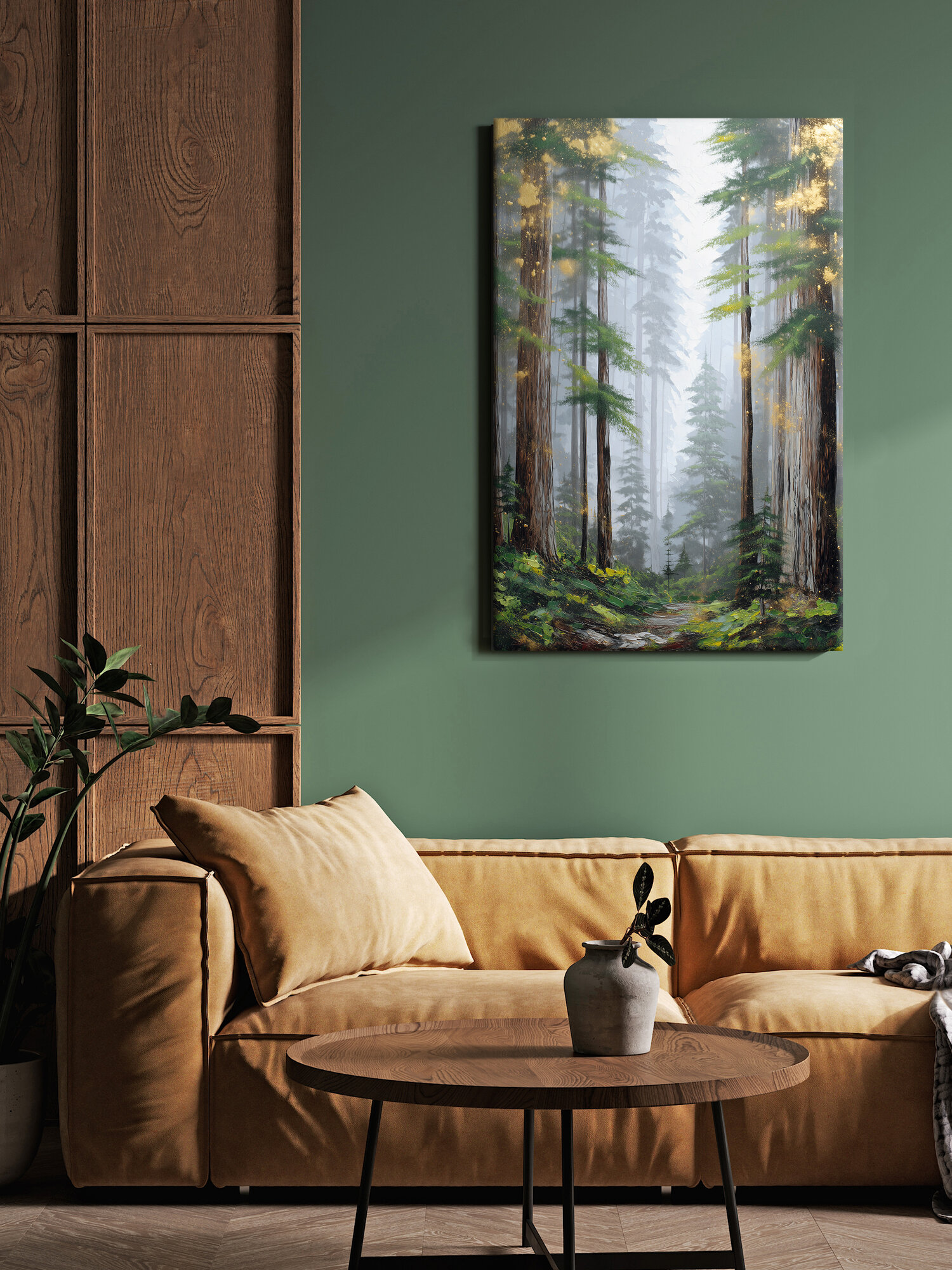 Большая картина Postermarket "Туманный лес" на холсте с подрамником 60х90 см