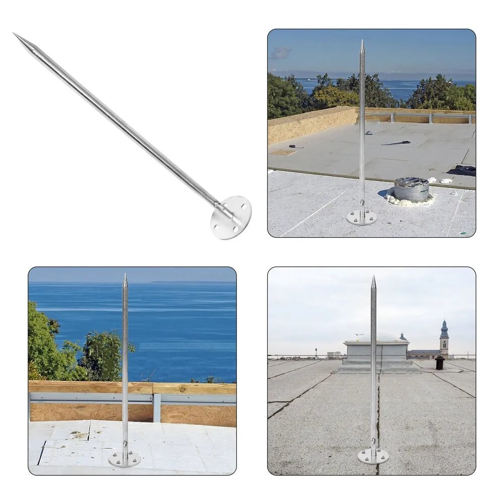 Нержавеющий молниеприёмник для наружной установки на крышу, рассчитанный на домашнее использование