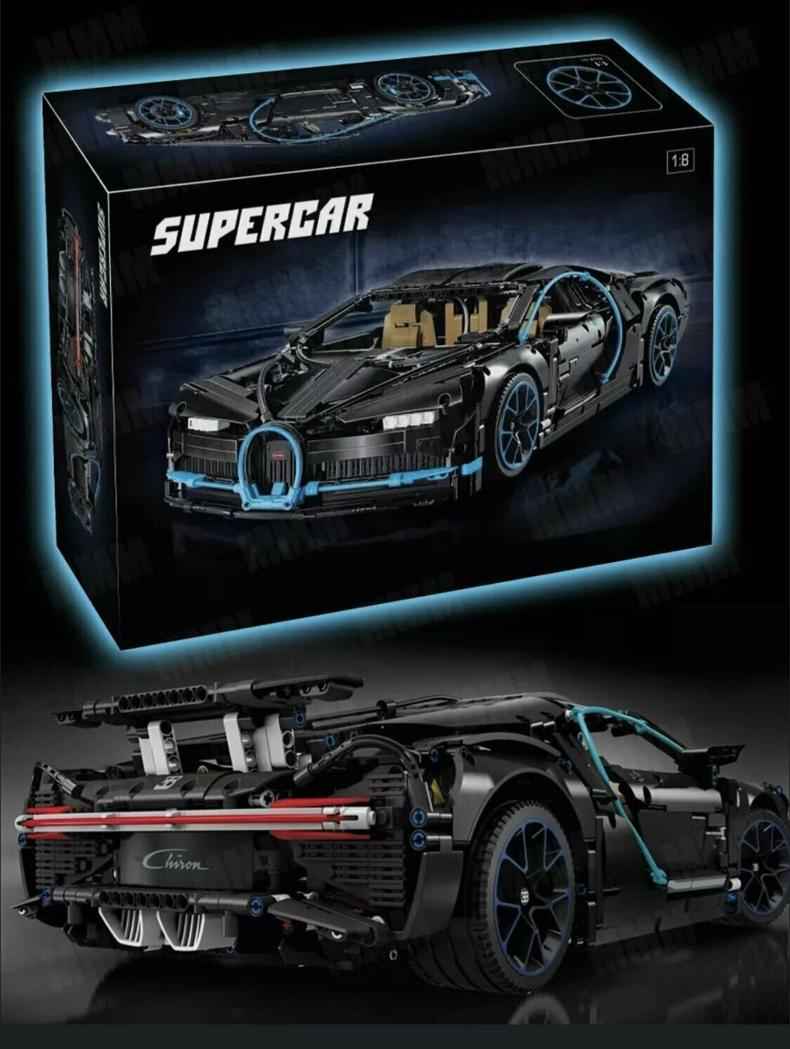 Конструктор Бугатти Шерон Bugatti Chiron черный, 3619 дет ( набор / подарок для мальчиков и девочек / подарок ребенку)