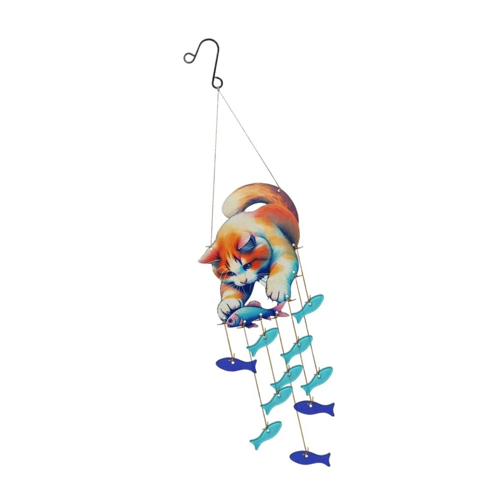 Симпатичные Ветряные Колокольчики с Рыбками-Котенками для Улицы, Ветряные Колокольчики Ручной Работы, Ловцы Солнца, Пляжные Подвесные Декоры для Садовых Двориков