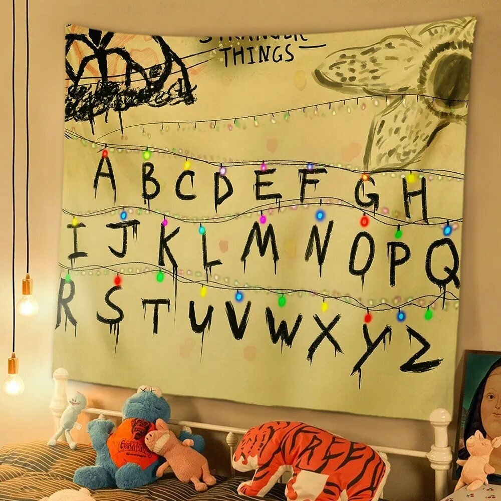 Тканевое панно "Очень странные дела" (Stranger Things), декоративный текстиль для комнаты в общежитии, тематический декор для стен 148*128 CM