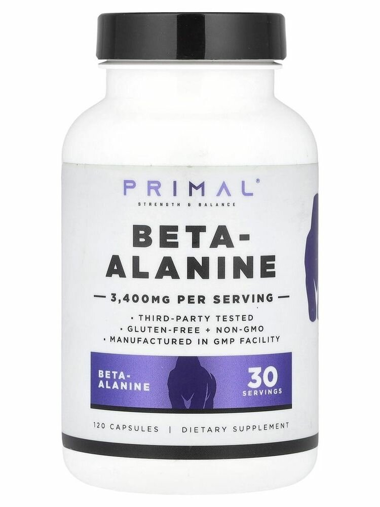 Бета-аланин, 120 капсул (850 мг на капсулу), PrePrimal