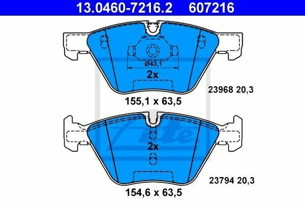 ATE 13046072162 Колодки Пер BMW