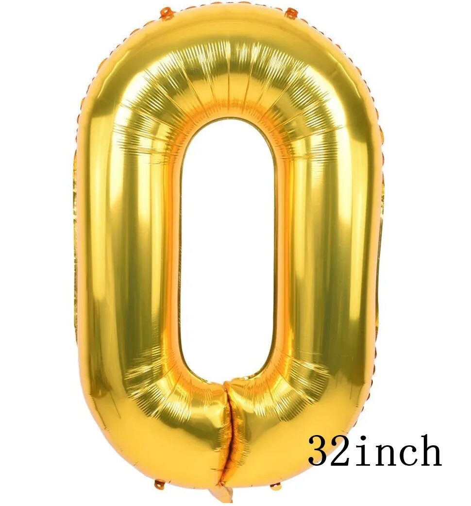 Золотой фольгированный шар "0", 32 дюйма
