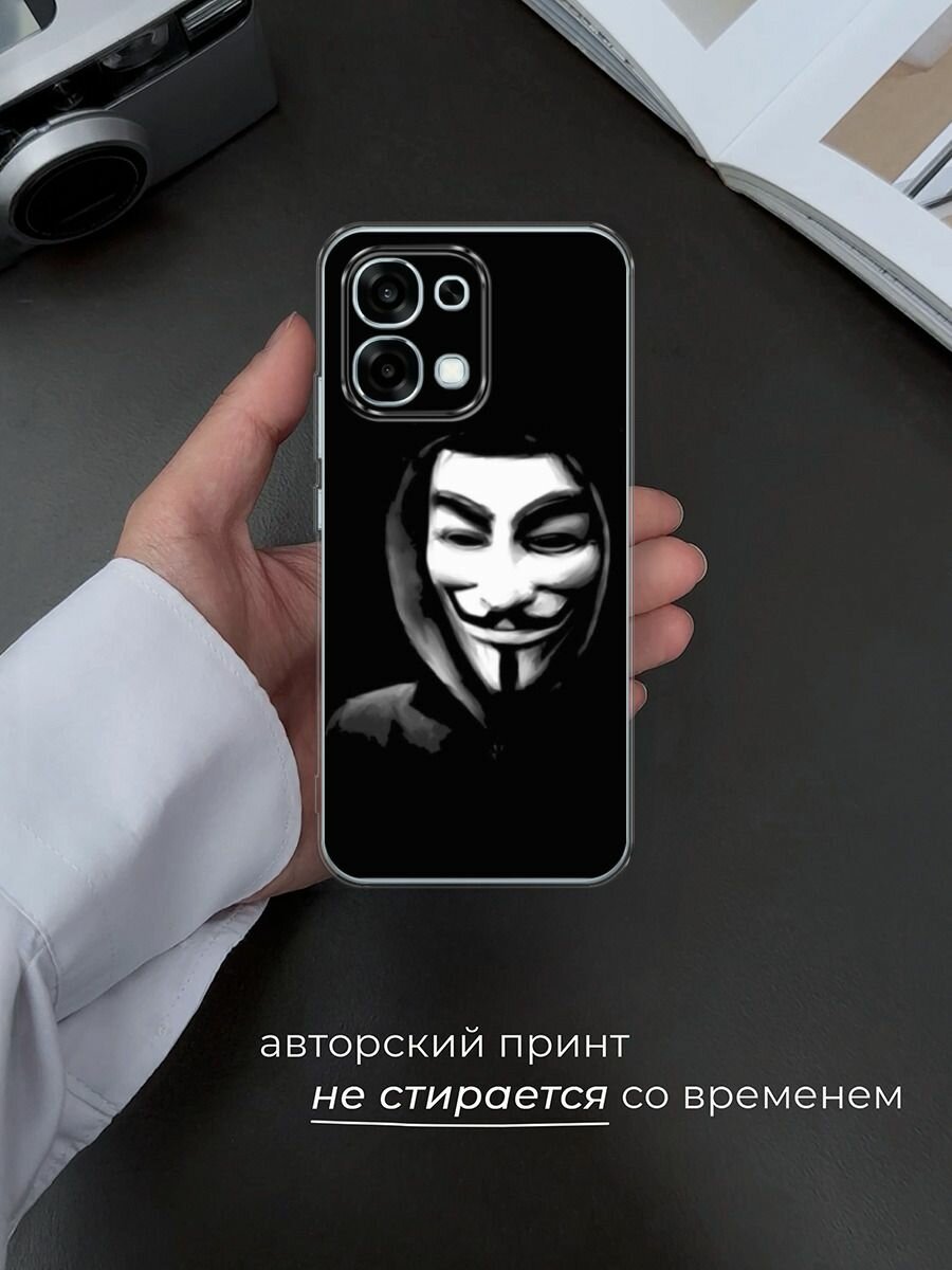Силиконовый чехол на Oppo A6 Pro / Оппо A6 Про с принтом Анонимус — фото 1