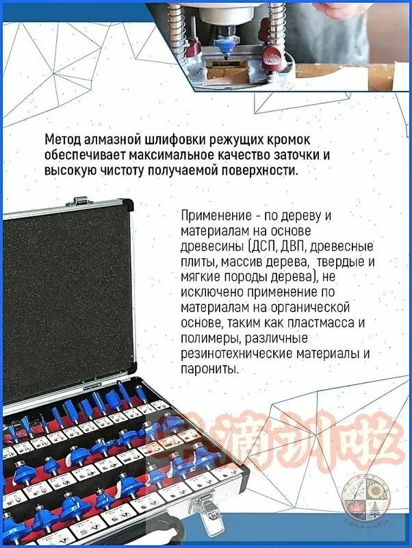 Набор фрез по дереву 6.35мм 35 шт