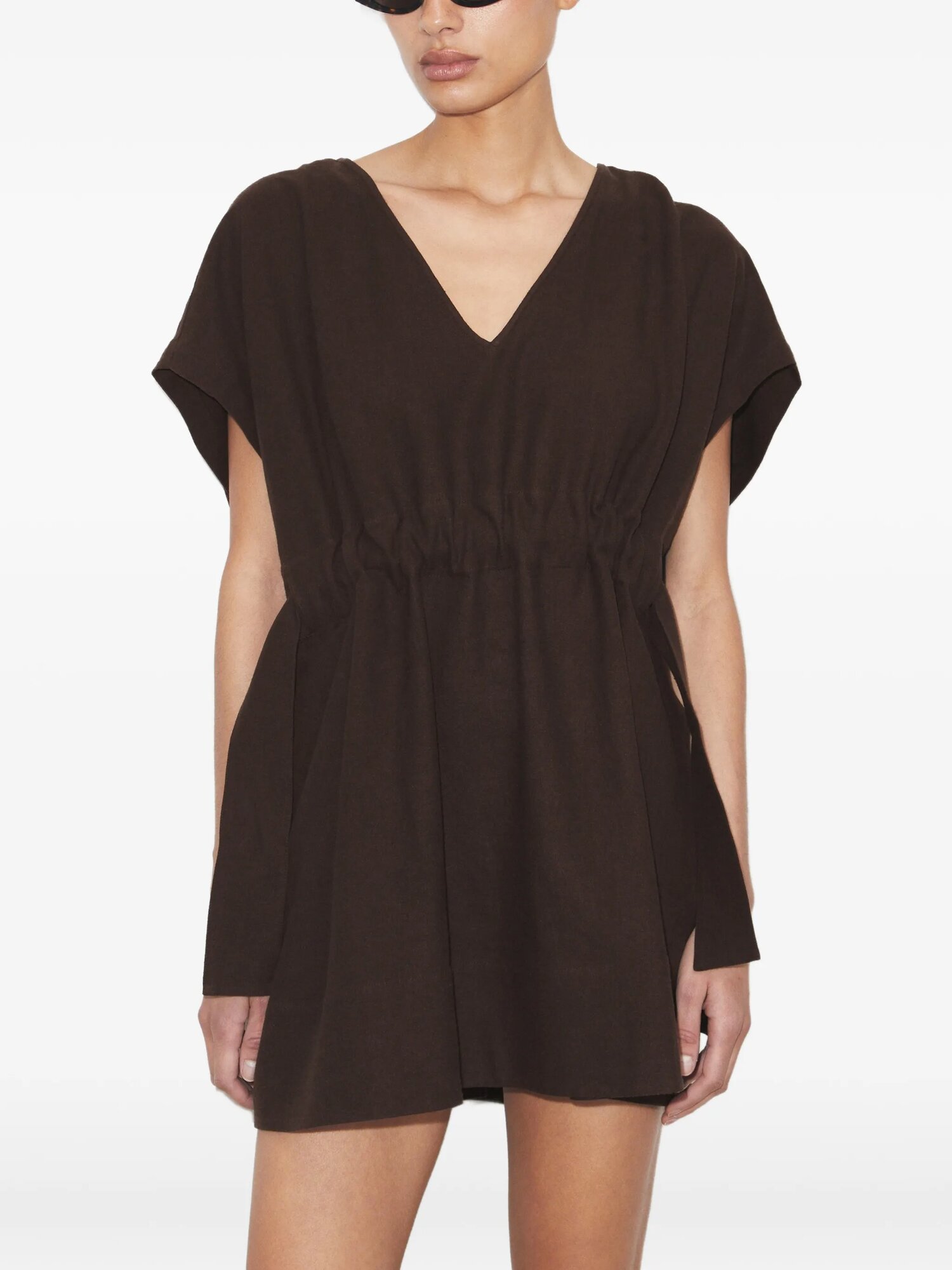 Платье Tory Burch Cinched linen dress, размер S, коричневый — фото 1