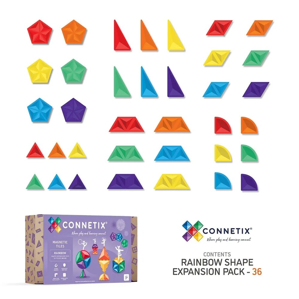Развивающий магнитный конструктор CONNETIX Rainbow Shape Expansion Pack 36 для детей
