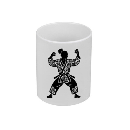 Кружка «Дзюдоист в хохломском узоре» (белый)