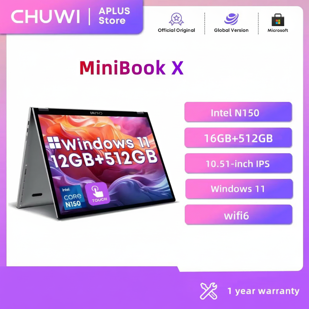 Ноутбук Chuwi MiniBook X, 10.51", 16/512ГБ, N150, Intel UHD, Windows