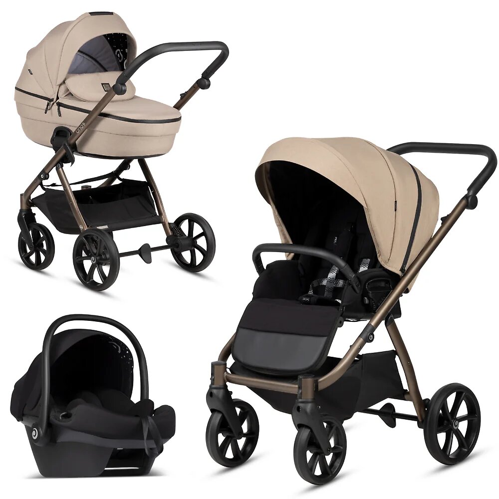 Детская коляска 3в1 Tutis Uno 6+, Elo Lux Edu Sky, цвет Nougat (Песочный)